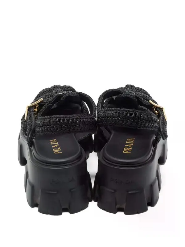 Prada Monolith Caged Raffia Sandals