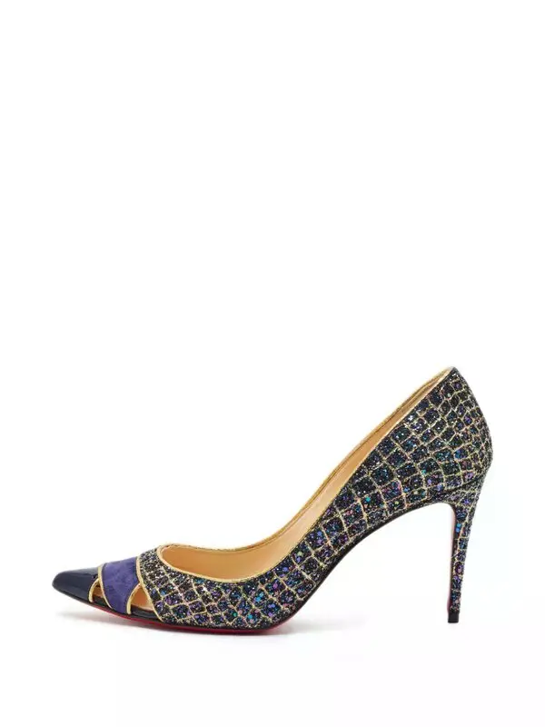 CHRISTIAN LOUBOUTIN Glitter Pointed-toe Pumps - Black