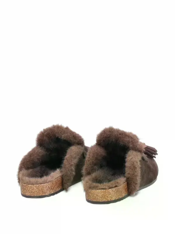 TOSCA BLU Scarlett Bead-embellished Fur-trim Slides