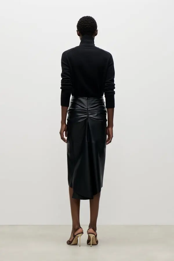 Victoria Beckham Leather Bela Skirt - Black