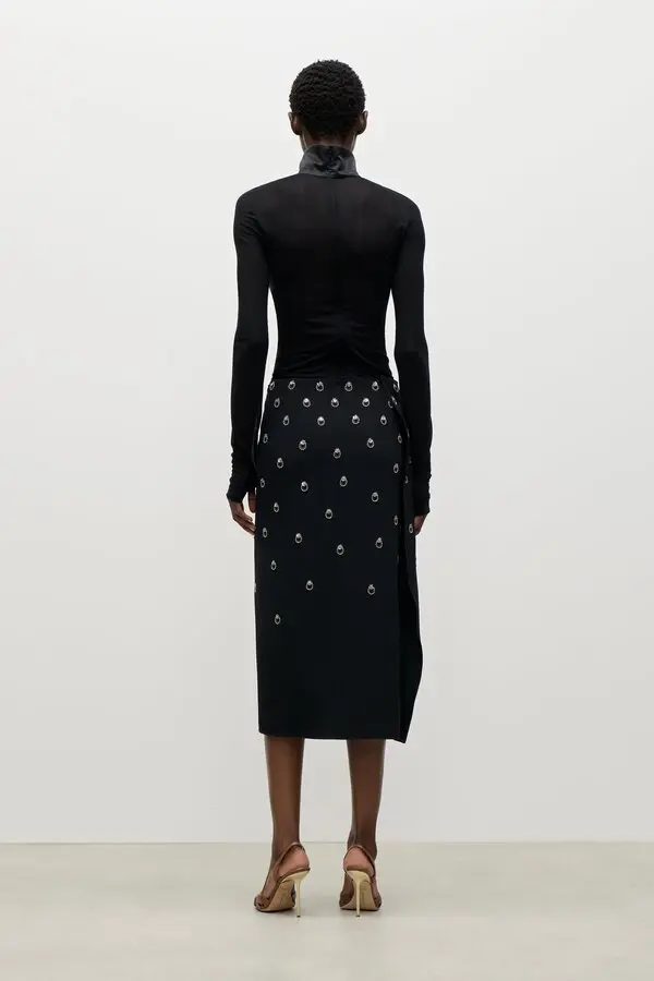 Victoria Beckham Overlap Skirt - Black