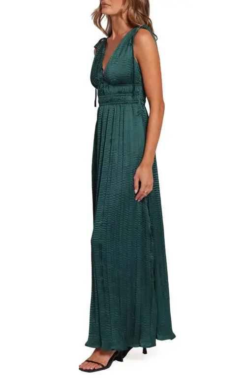 PETAL & PUP Kamara Pleated V-neck Maxi Dress