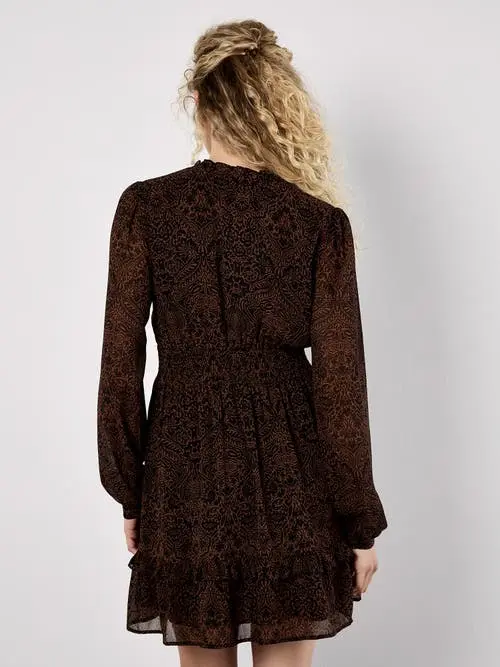 APRICOT Paisley Print Ruffle Detail Dress