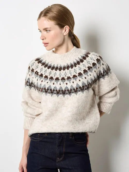 APRICOT Fairisle Mock Neck Knit Jumper