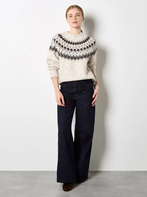 APRICOT Fairisle Mock Neck Knit Jumper