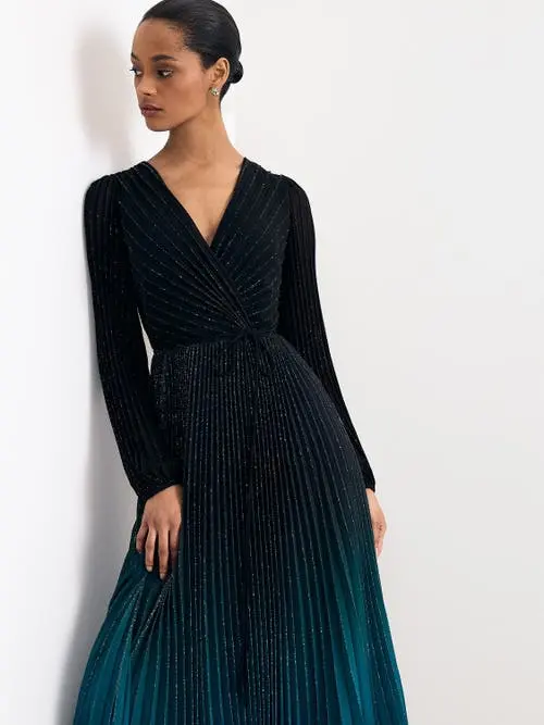 PHASE EIGHT Simara Pleated V-neck Midi Dress