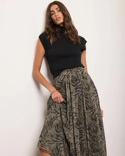 Mint Velvet Flowy Printed Midi Skirt