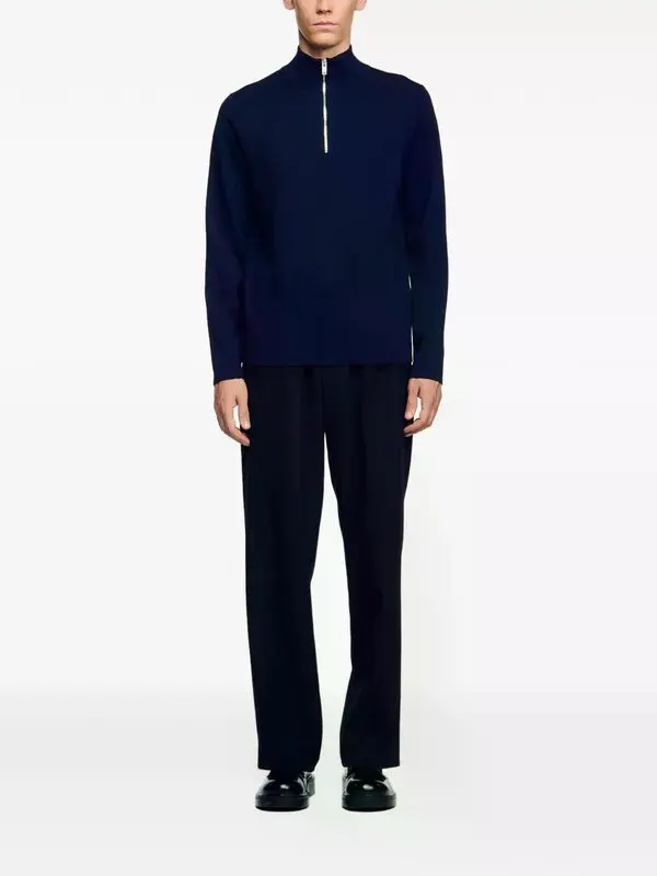 Sandro Wool Sweater With Zipped Collar