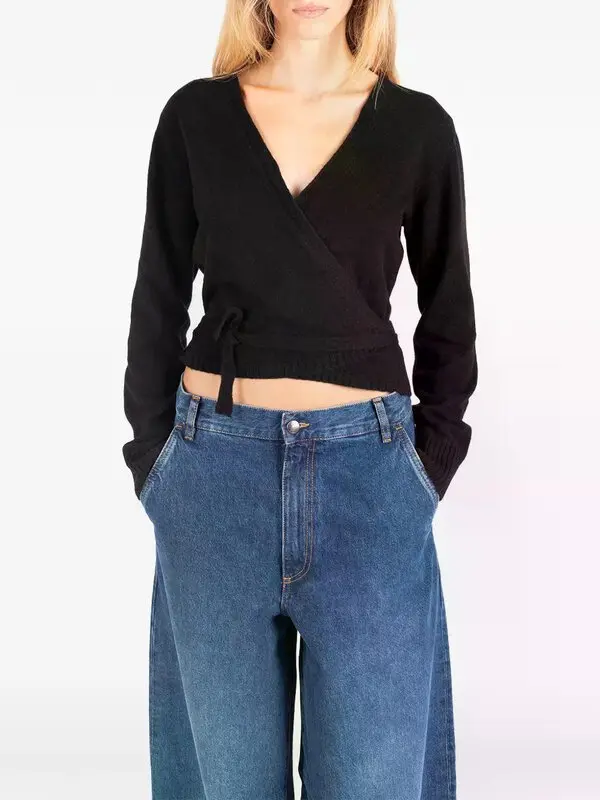 SOCIETE ANONYME Nicole Wrap-style Cropped Sweater - Black