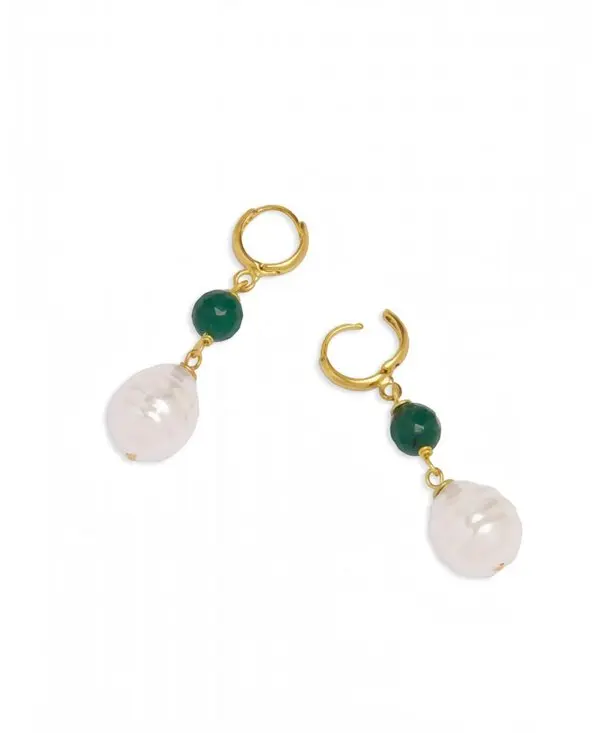 OTTOMAN HANDS Dawn Pearl Huggie Earrings