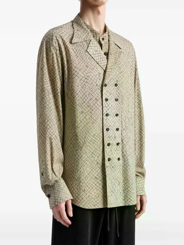 ZIGGY CHEN Grid-pattern Double-breasted Shirt