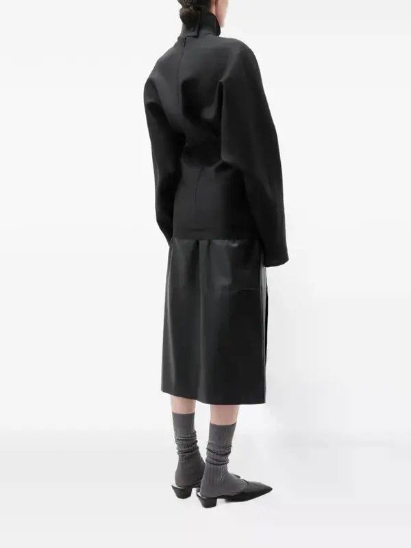 Carven High-neck Kimono-sleeve Blouse
