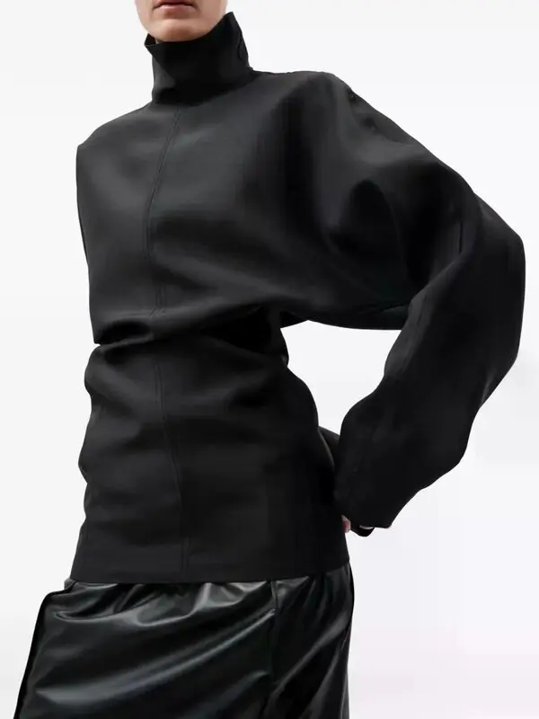 Carven High-neck Kimono-sleeve Blouse