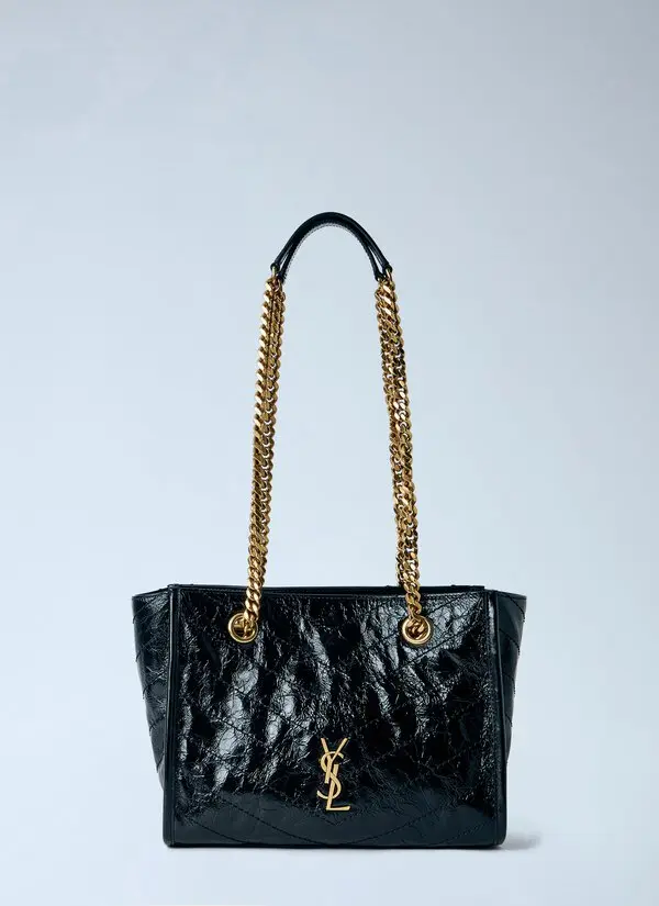 Saint Laurent Niki Small Shopping Bag In Vintage Leather - Black