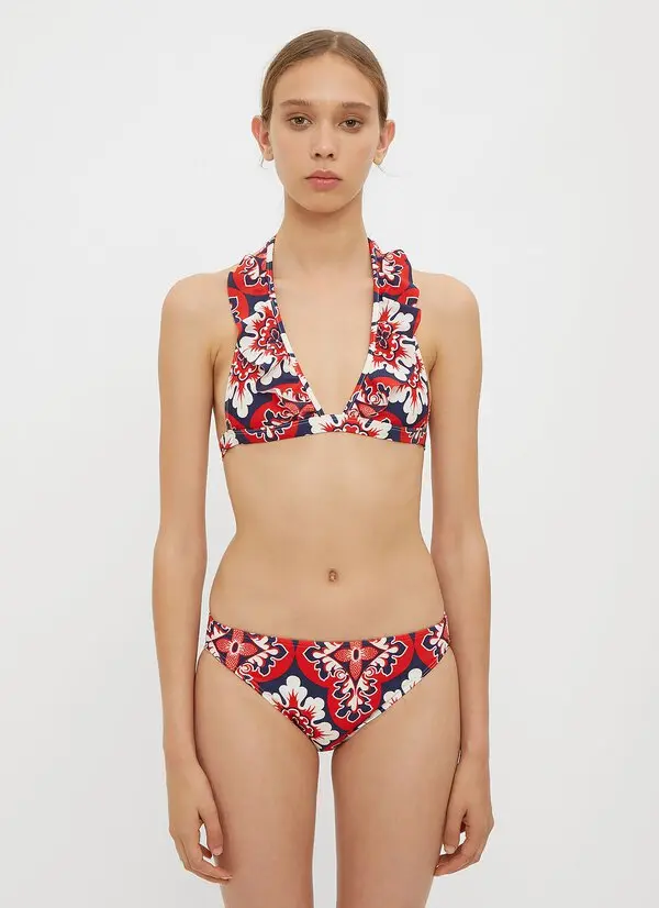 La DoubleJ Palazzo Rosso Ruffle Bikini Top - Red