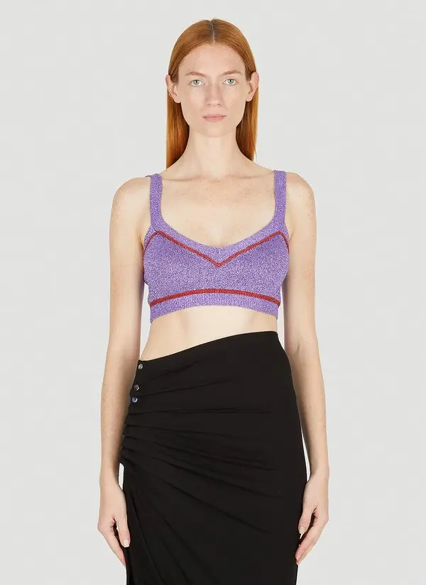 Rabanne Metallic Knit Crop Top - Purple