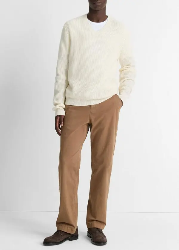 Vince Shaker-stitch Wool-cashmere V-neck Sweater - Bone