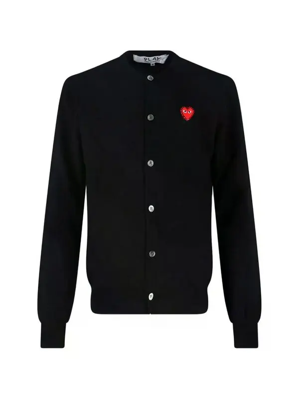 Play Comme Des Garcon Rhinestone-embellished Heart-patch Cardigan
