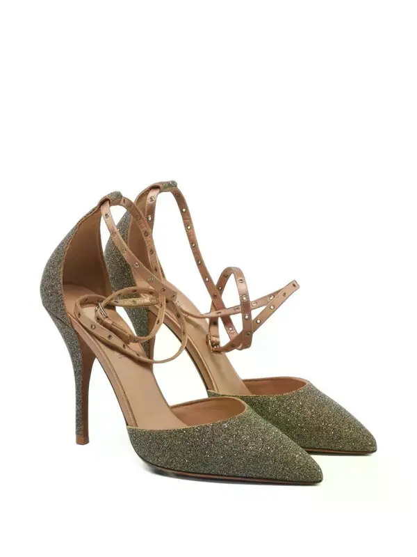 Valentino Garavani Glitter D'orsay Ankle-strap Pumps - Silver