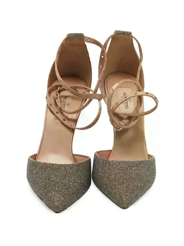 Valentino Garavani Glitter D'orsay Ankle-strap Pumps