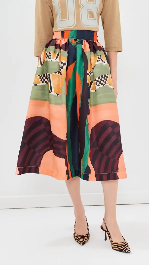 Stella Jean Amelie Printed Full Skirt