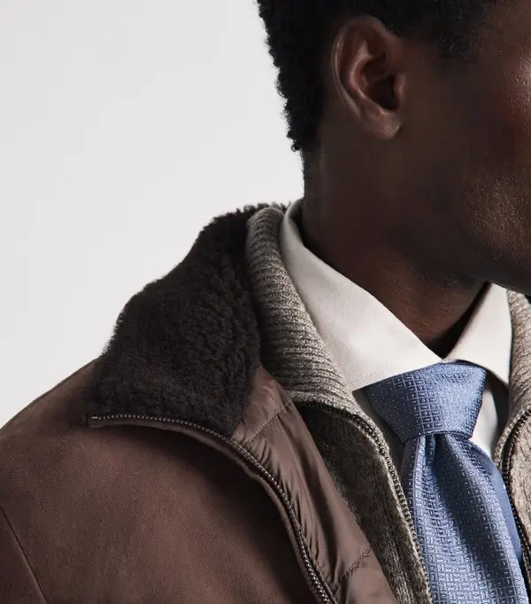 Corneliani Suede-shearling Funnel-neck Jacket