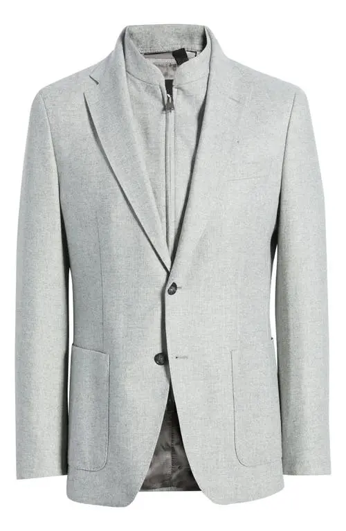 BOSS Hutson Slim Fit Sport Coat With Bib - Medium Grey