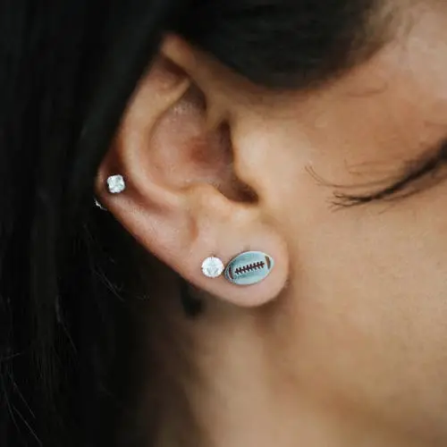IVY & PEARL CO. Game Day Football Studs - Silver