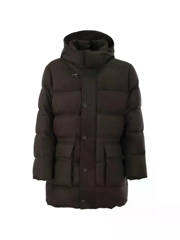 FAY Quilted Wool Down Coat - Brown