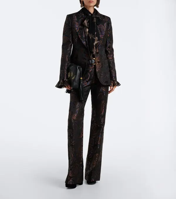 Etro Paisley Jacquard Cotton Flared Pants