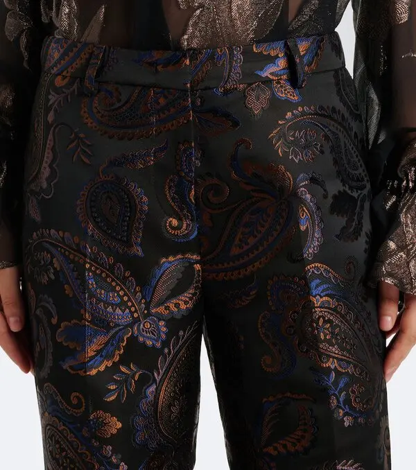 Etro Paisley Jacquard Cotton Flared Pants