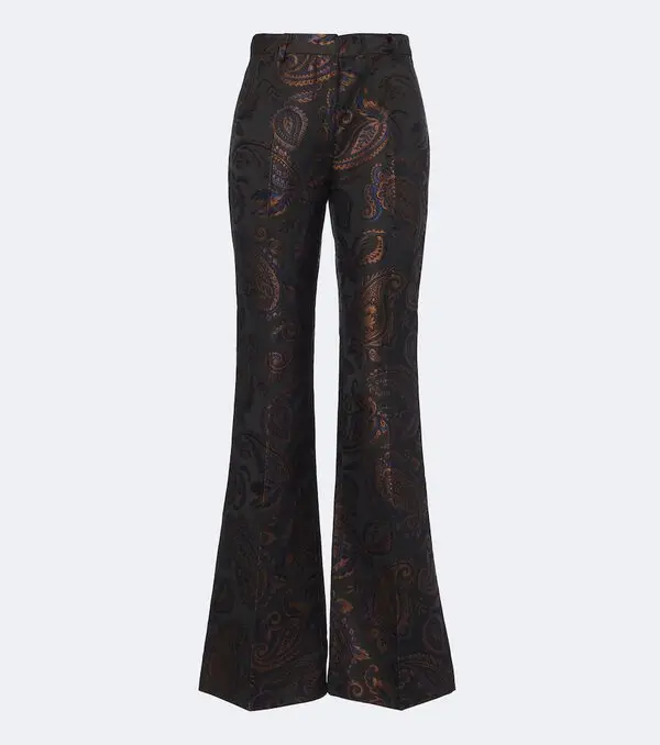 Etro Paisley Jacquard Cotton Flared Pants - Multicoloured