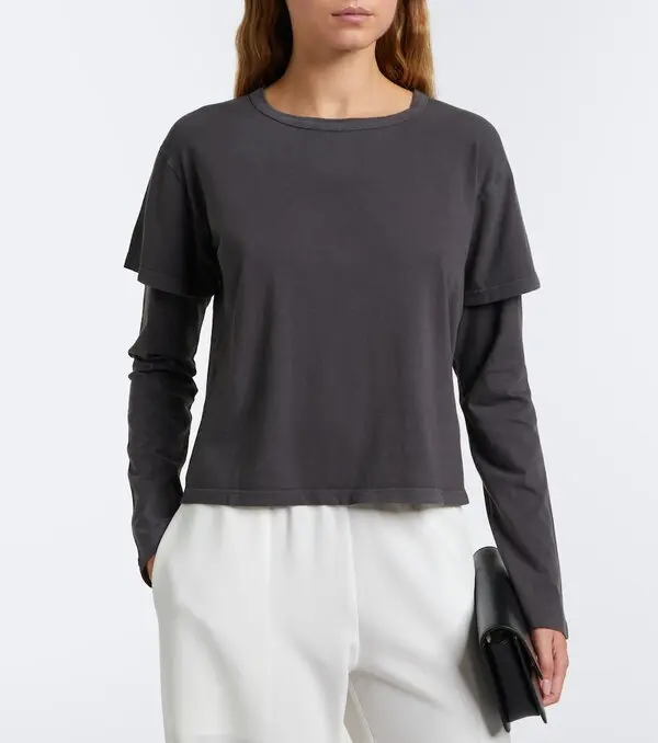 LESET Margo Layered Cotton Jersey T-shirt - Grey