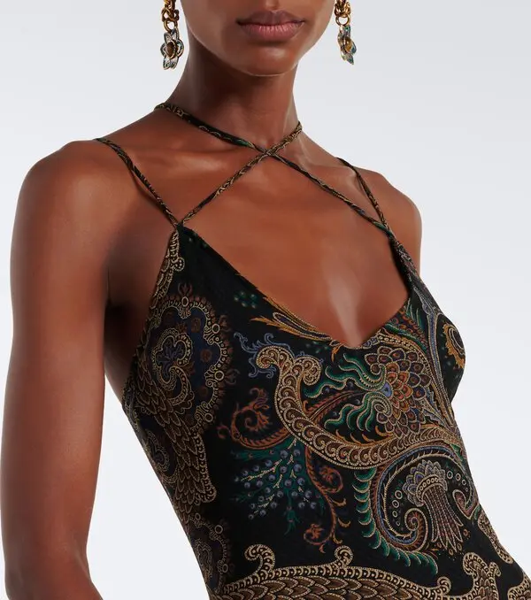 Etro Paisley Ruffled Seersucker Gown