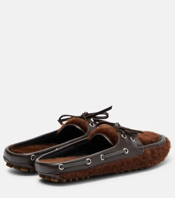 Brunello Cucinelli Monili Shearling Mules