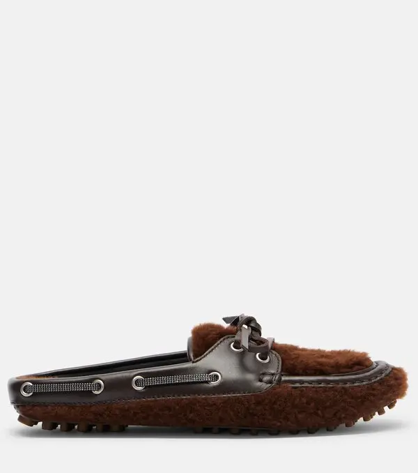 Brunello Cucinelli Monili Shearling Mules