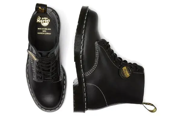 Dr. Martens 1460 Pascal Made In England Cavalier Leather Lace Up Boots 'black Cavalier