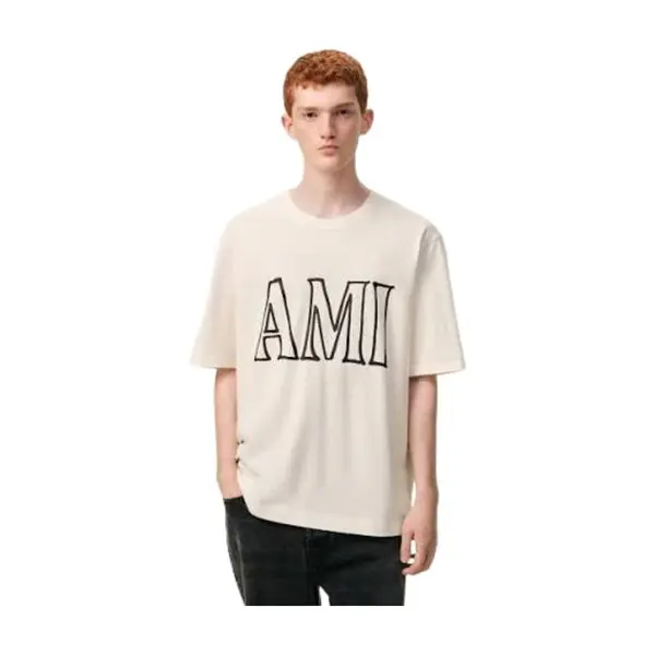 AMI Paris Short Sleeve T-shirt 'ivory