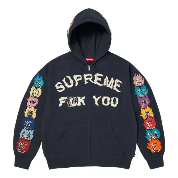 Supreme Fw26 F**k You Zip Up Hooded Sweatshirt - Navy