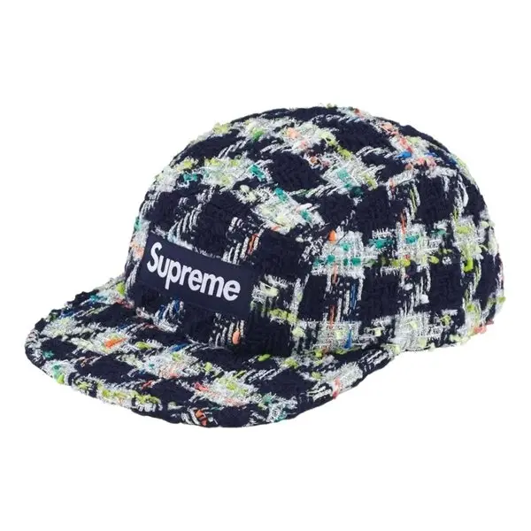 Supreme Fw26 Metallic Bouclé Camp Cap - Navy