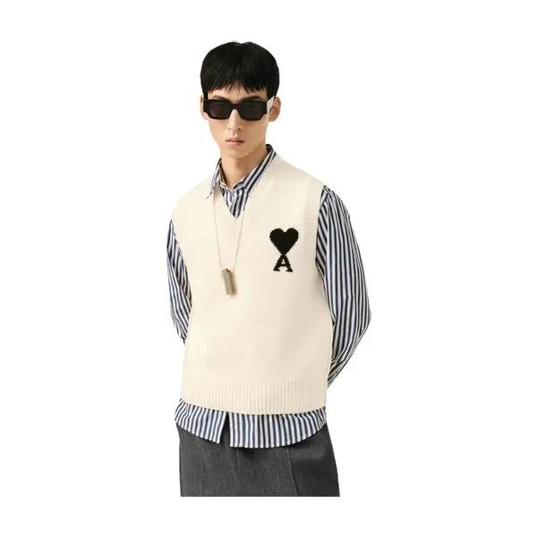 AMI Paris Knitwear Vest 'ivory