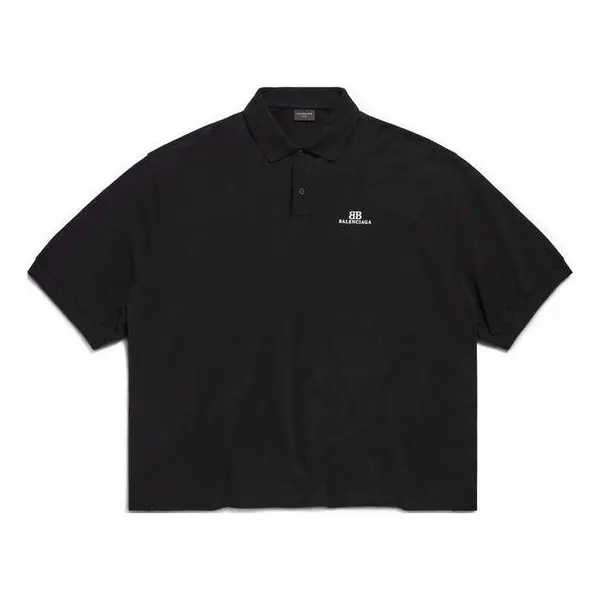 Balenciaga Bb Classic Polo Shirt Oversized - Black