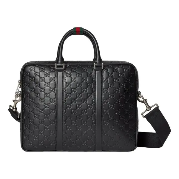 Gucci Gg Emblem Large Briefcase - Black