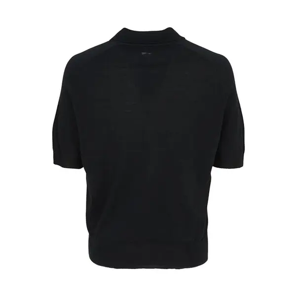 AMI Paris Collar Short Sleeve Knitwear - Black