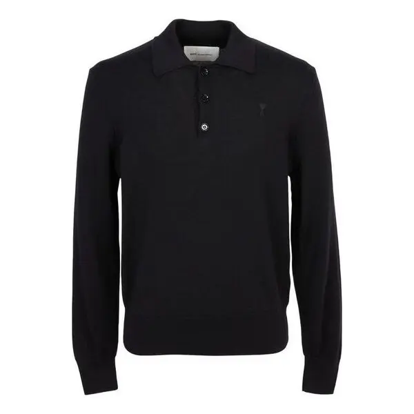 AMI Paris Collar Knitwear - Black