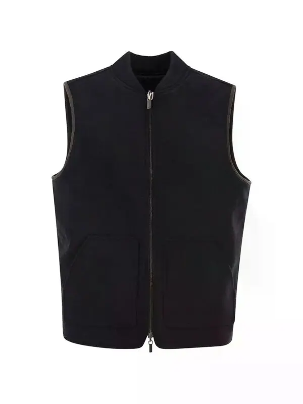 MC2 SAINT BARTH Navy Spencer Wool-blend Reversible Vest - Blue