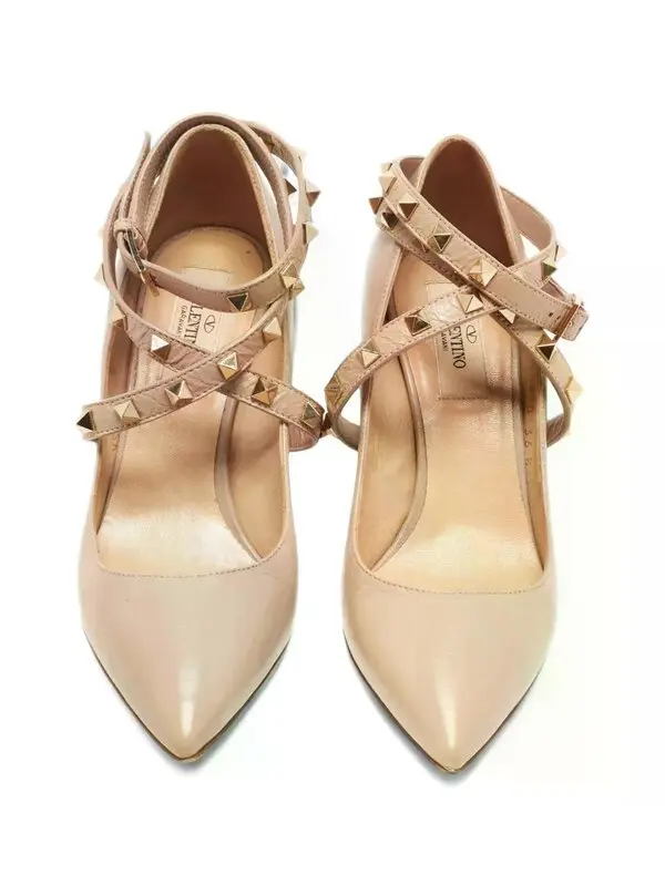 Valentino Garavani Rockstud Ankle-strap Heeled Pumps - Neutrals
