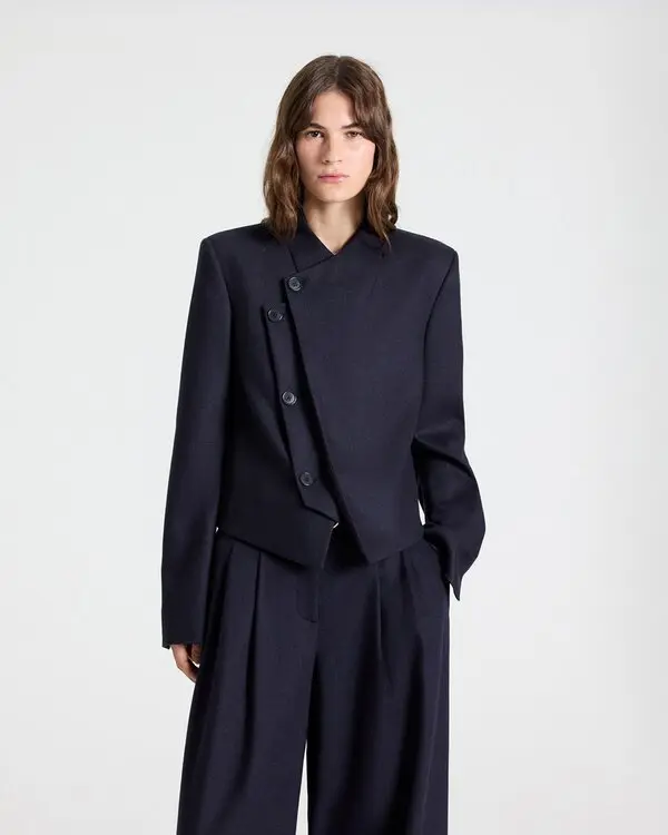 TWP Oli Blazer In Wool Flannel - Midnight