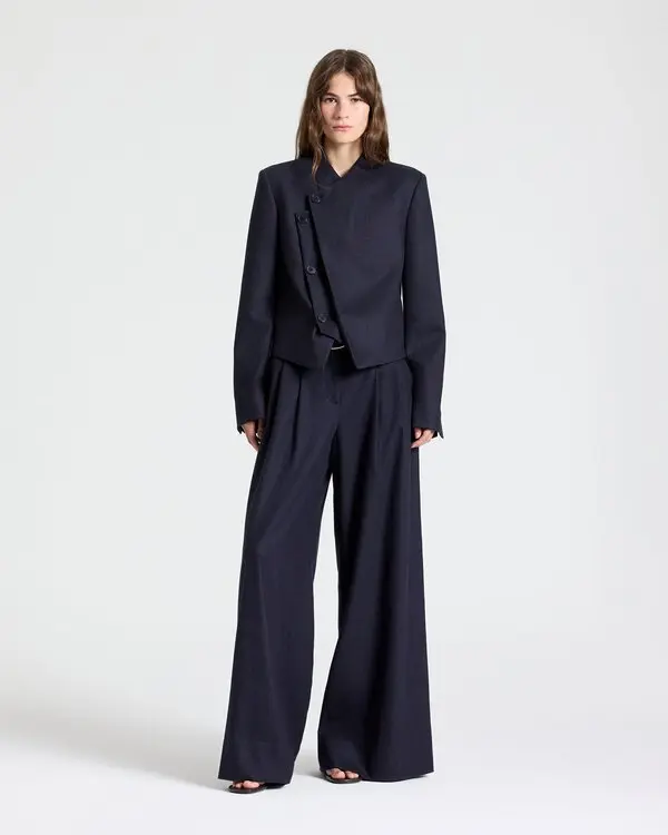 TWP Avery Pant In Wool Flannel - Midnight