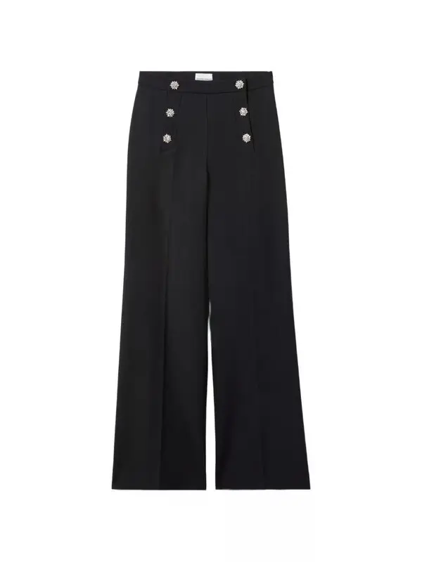 Claudie Pierlot Crystal-embellished Wide-leg Trousers - Black